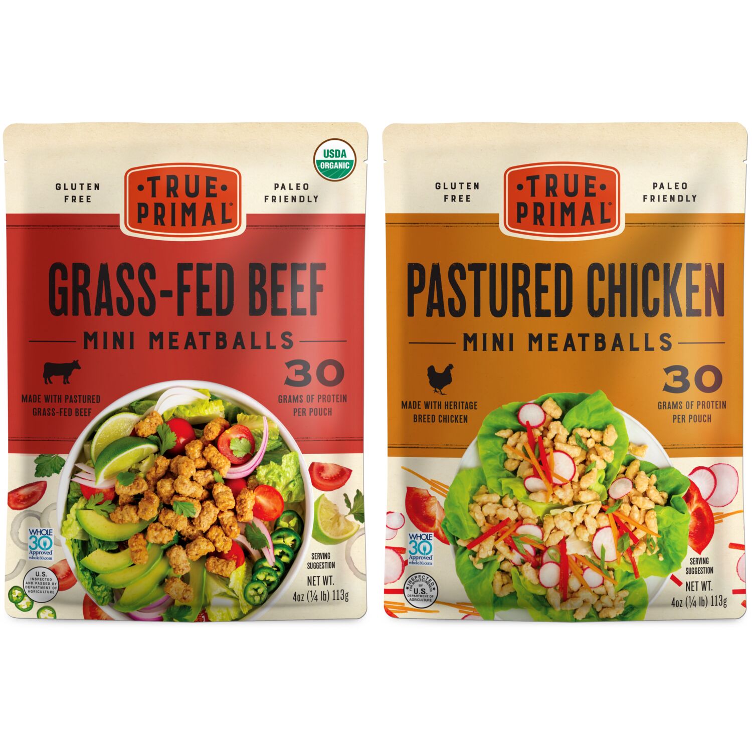 True Primal Mini Meatballs Variety Grass-fed Beef & Pastured Chicken